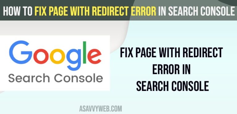 How to Fix Page With Redirect Error in Search Console - Web Vidyalayam